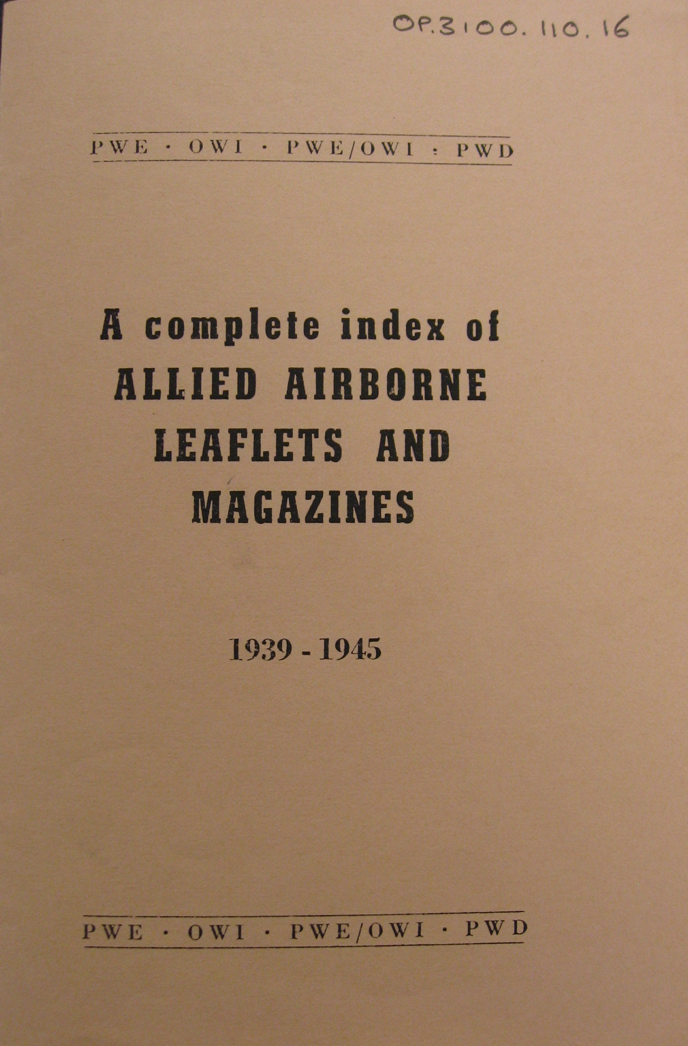Allied Airborne Leaflets: WW2 Official Publications at Cambridge ...